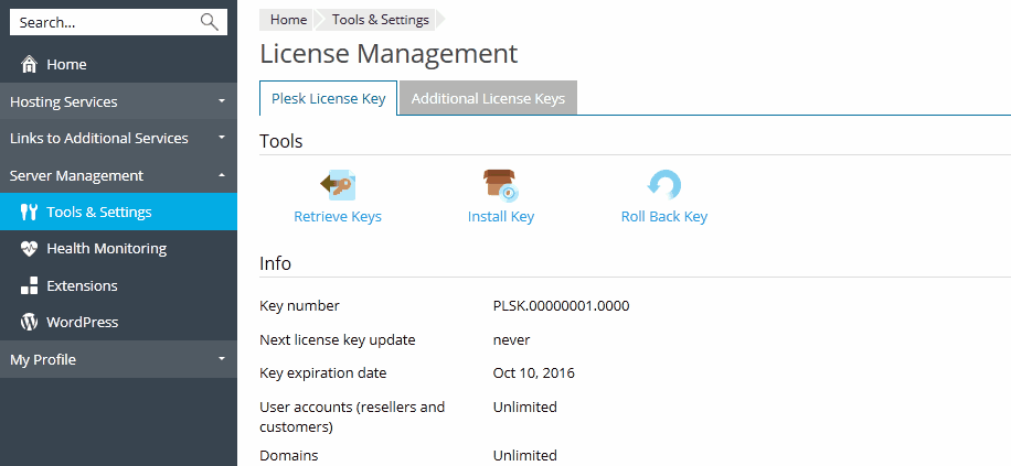 Plesk Licensing | Plesk Onyx documentation