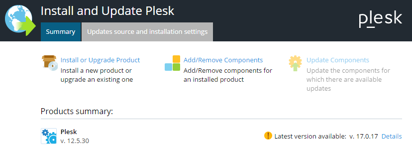 使用安裝程式 GUI 升級 Plesk for Linux | Plesk Onyx documentation